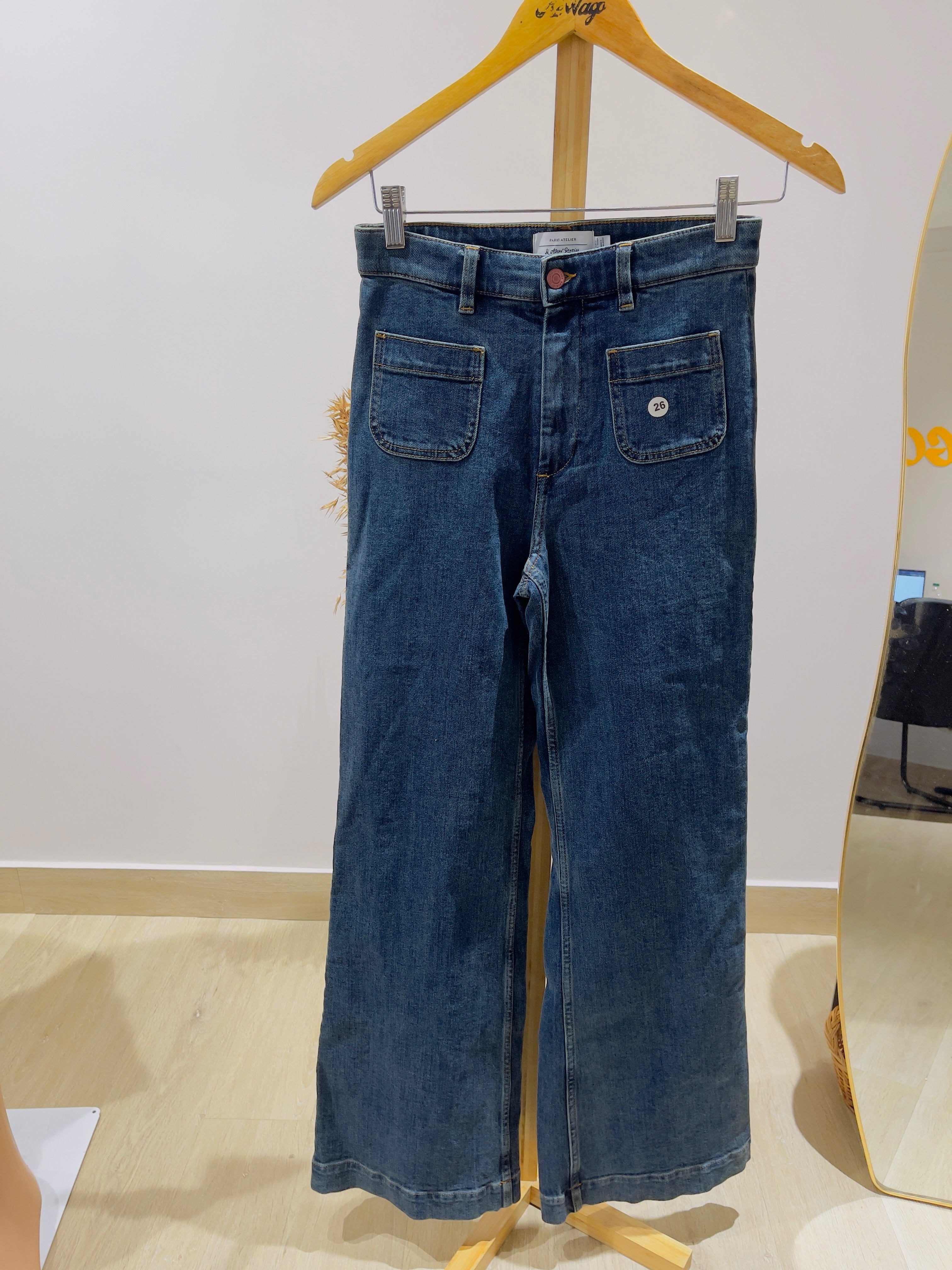 PARIS ATELIER Women Flared Mid Rise Dark Blue Jeans 26 Size – Rewago ...